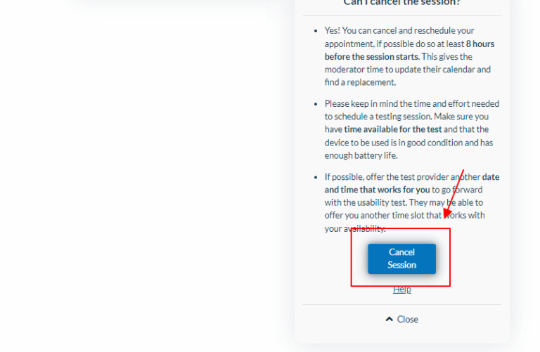 How to Cancel a Live Conversation Session | Client Help Center | Userlytics